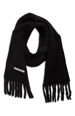 Acne Studios Vikky Mohair Blend Fringe Scarf - Black