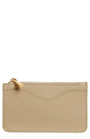 Vince Leather Zip-top Card Case - Marzipan