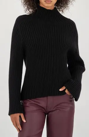 Kut From The Kloth Hera Mock Neck Rib Sweater - Black