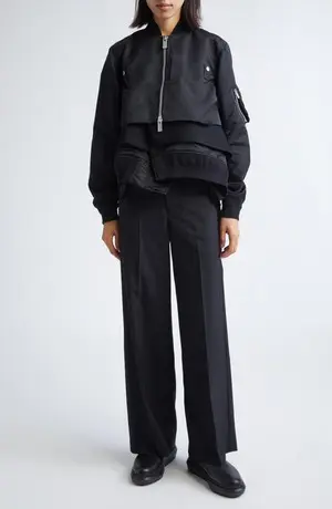 Sacai Nylon Twill & Wool Melton Blouson Jacket - Black