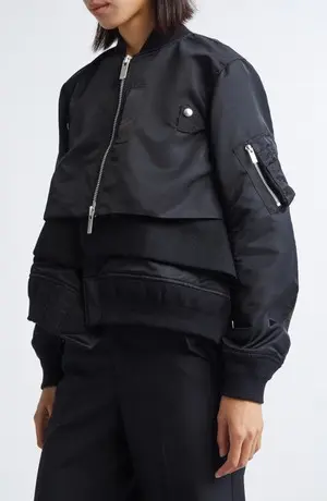 Sacai Nylon Twill & Wool Melton Blouson Jacket - Black