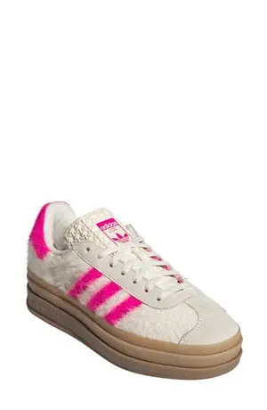 Adidas Gazelle Bold Platform Sneakers - Cream White/pink/gold