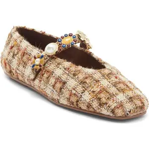 Jeffrey Campbell Amarissa Mary Jane Flat - Beige Brown Tweed