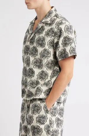 RIZORT Hibiscus Print Camp Shirt