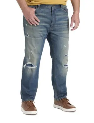 TRUE NATION BY DXL Big & Tall Rip And Repair Tapered-fit Jeans - Rough Edges