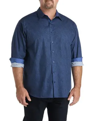 SYNRGY BY DXL Big & Tall Tonal Paisley Sport Shirt - Navy