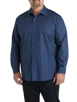 SYNRGY BY DXL Big & Tall Tonal Paisley Sport Shirt - Navy
