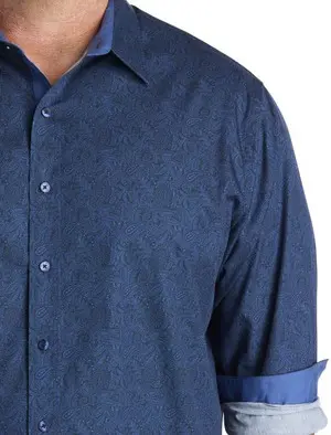 SYNRGY BY DXL Big & Tall Tonal Paisley Sport Shirt - Navy