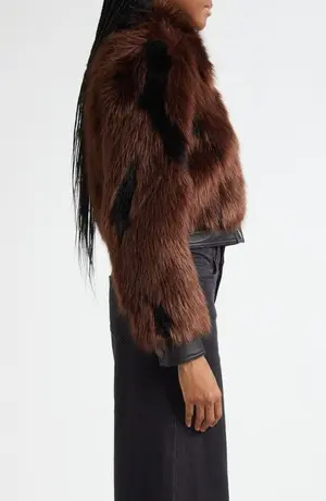 L'Agence Claira Faux Leather Trim Faux Fur Jacket