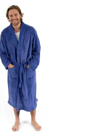 LEVERET Fleece Robe - Blue