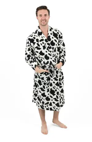 LEVERET Fleece Robe - Cow Black