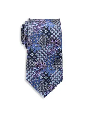 SYNRGY BY DXL Big & Tall Patchwork Paisley Tie Navy