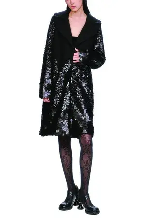 Anna Sui Paillettes Wool Coat