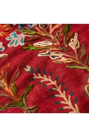 UNCOMMON GOODS Embroidered Garden Wrap Vismaya Collection - Rich Red /multi