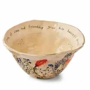 UNCOMMON GOODS Pressed Garden Of Love Serving Bowl Nina J Design Studios - Beige /orange /blue Floral