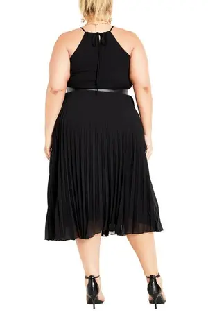 City Chic Sleeveless Pleat Dress