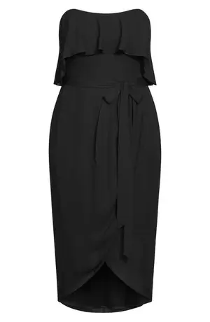City Chic Fable Ruffle Tie Belt Dress