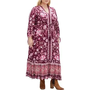 City Chic Trinity Print Long Sleeve Maxi Dress