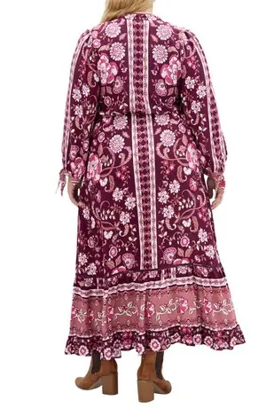 City Chic Trinity Print Long Sleeve Maxi Dress