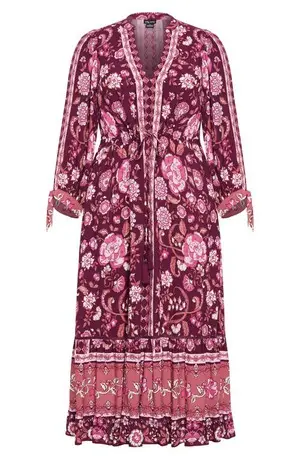 City Chic Trinity Print Long Sleeve Maxi Dress
