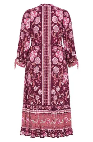 City Chic Trinity Print Long Sleeve Maxi Dress