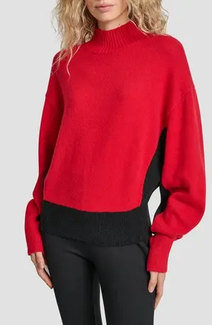 Dkny Colorblock Turtleneck Sweater - City Crimson/black