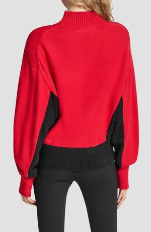 Dkny Colorblock Turtleneck Sweater - City Crimson/black