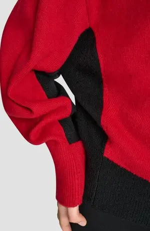 Dkny Colorblock Turtleneck Sweater - City Crimson/black