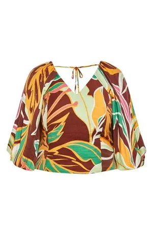 City Chic Petra Print Puff Sleeve Top