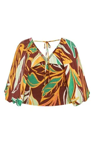 City Chic Petra Print Puff Sleeve Top
