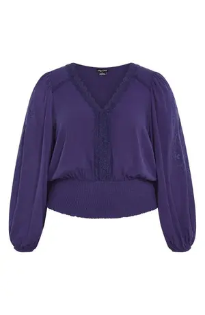 City Chic Frances Lace Blouson Top