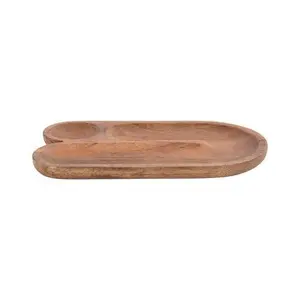 STORIED HOME Mango Wood Sectioned Tray - Walnut