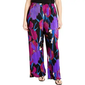 City Chic Kira Print Straight-leg Pants - Abstract