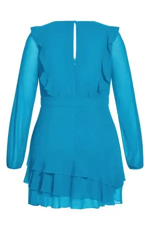 City Chic Ruffle Long Sleeve Dress