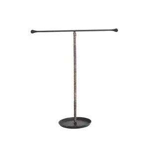 STORIED HOME Modern Metal And Leather Jewelry Stand - Black