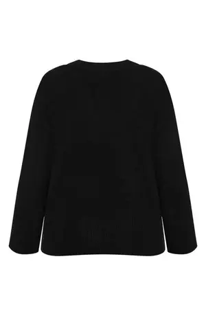 City Chic Dorothy Button Cuff Sweater - Black