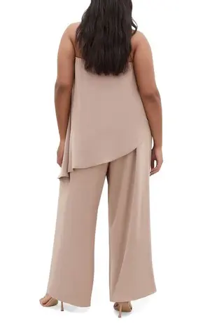 City Chic Skylar Strapless Wide-leg Jumpsuit - Mink