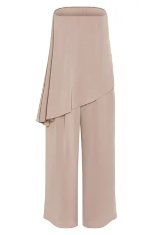 City Chic Skylar Strapless Wide-leg Jumpsuit - Mink
