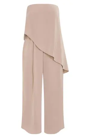 City Chic Skylar Strapless Wide-leg Jumpsuit - Mink