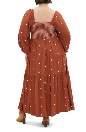 City Chic Kai Long Sleeve Maxi Dress - Honey