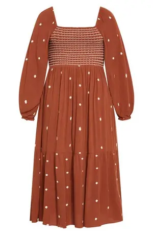 City Chic Kai Long Sleeve Maxi Dress - Honey