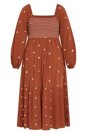 City Chic Kai Long Sleeve Maxi Dress - Honey