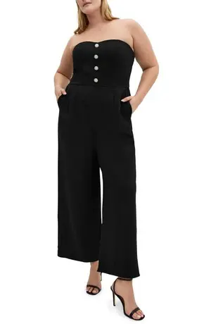 City Chic Alexi Strapless Jumpsuit - Black