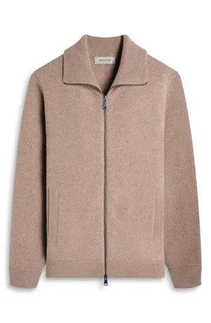 Bugatchi Wool Blend Zip Cardigan - Cobblestone