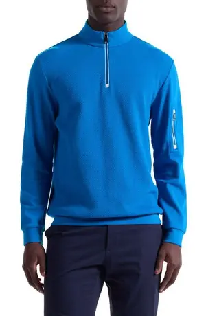 Bugatchi Quarter Zip Pullover Classic Blue