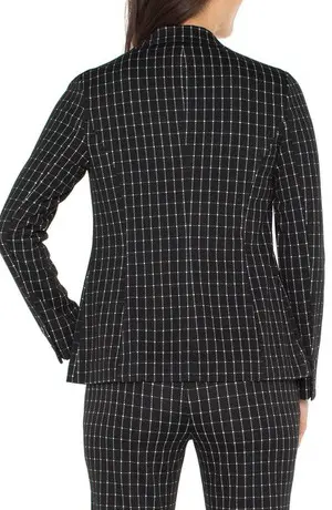LIVERPOOL Windowpane Check Fitted One-button Blazer
