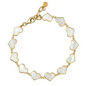 JAN LESLIE All Around Heart Gemstone Bracelet - White