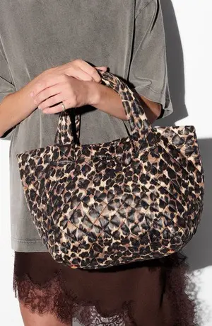 Mz Wallace Small Metro Deluxe Quilted Nylon Tote - Leopard