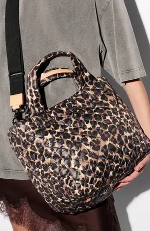 Mz Wallace Small Metro Deluxe Quilted Nylon Tote - Leopard