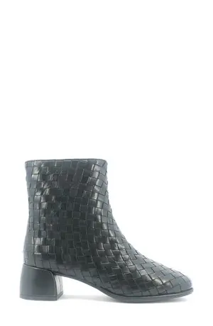 Gentle Souls Elodie Woven Leather Bootie - Black Leather